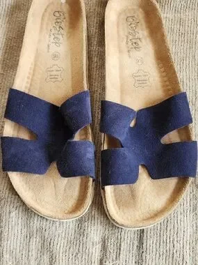 Biostep | Shoes | Navy Suede Slide Sandals For Women Slipon Comfort ...